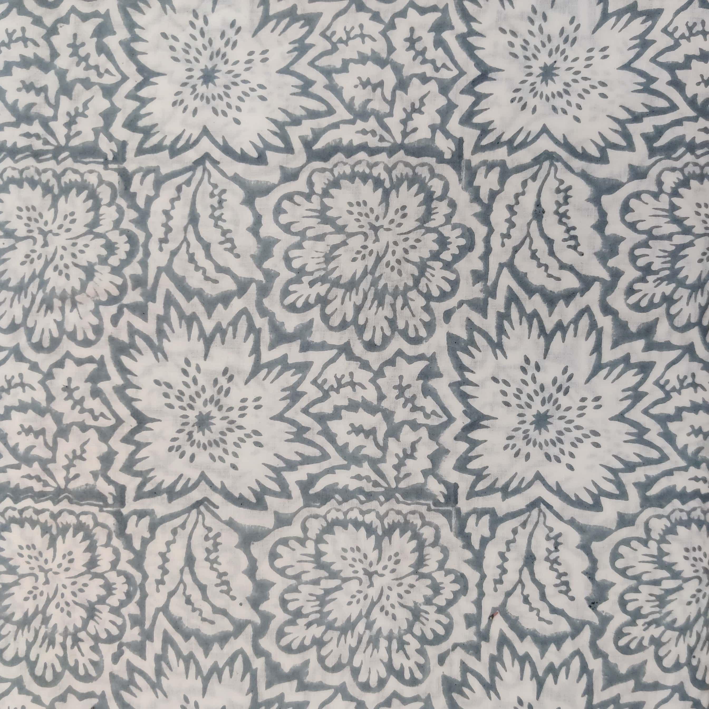 Pure Cotton Jaipuri White With Wild Flower All Over Pattern and Block ...