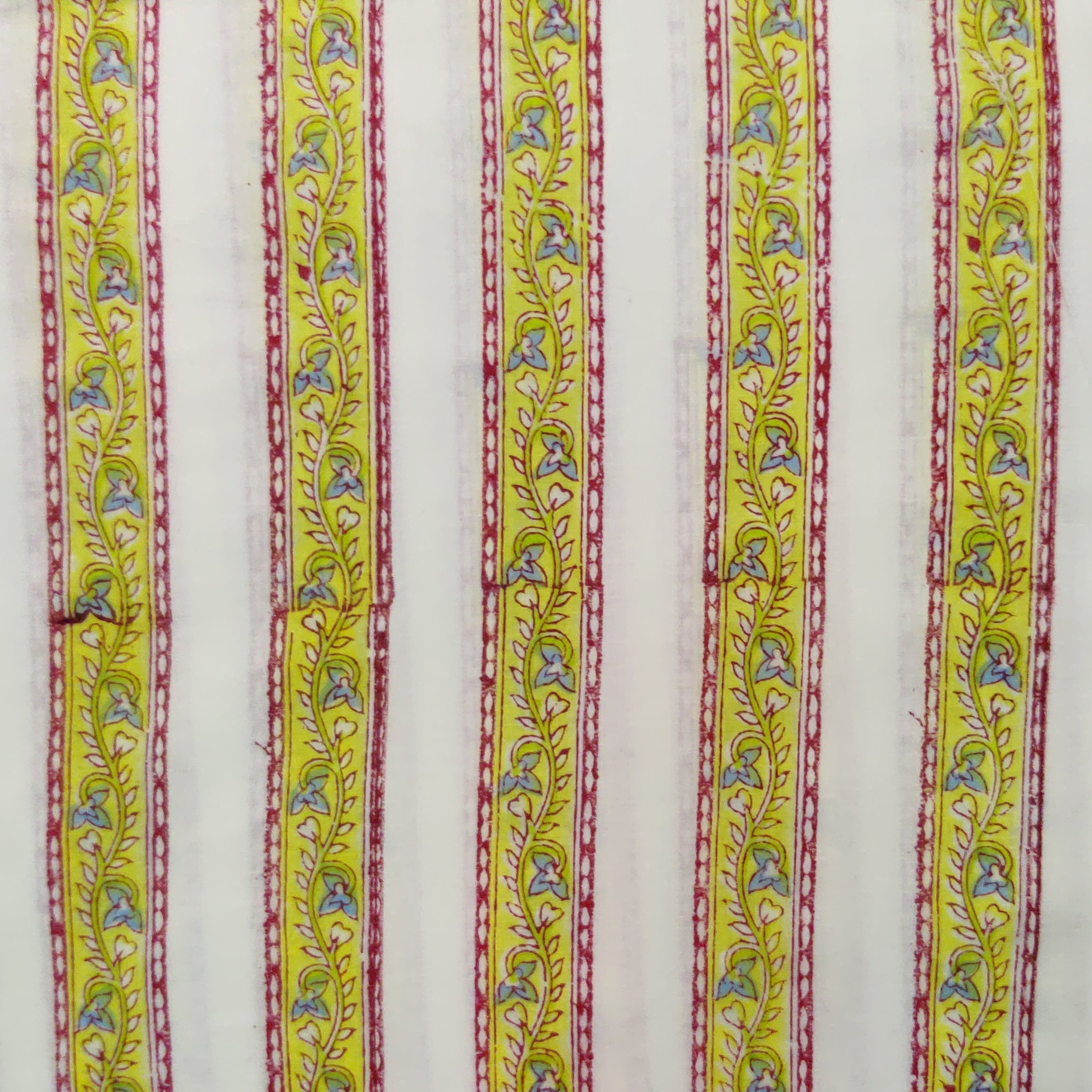 Pure Cotton Jaipuri White With Yellow Jaipuri Border Stripes Hand Bloc ...