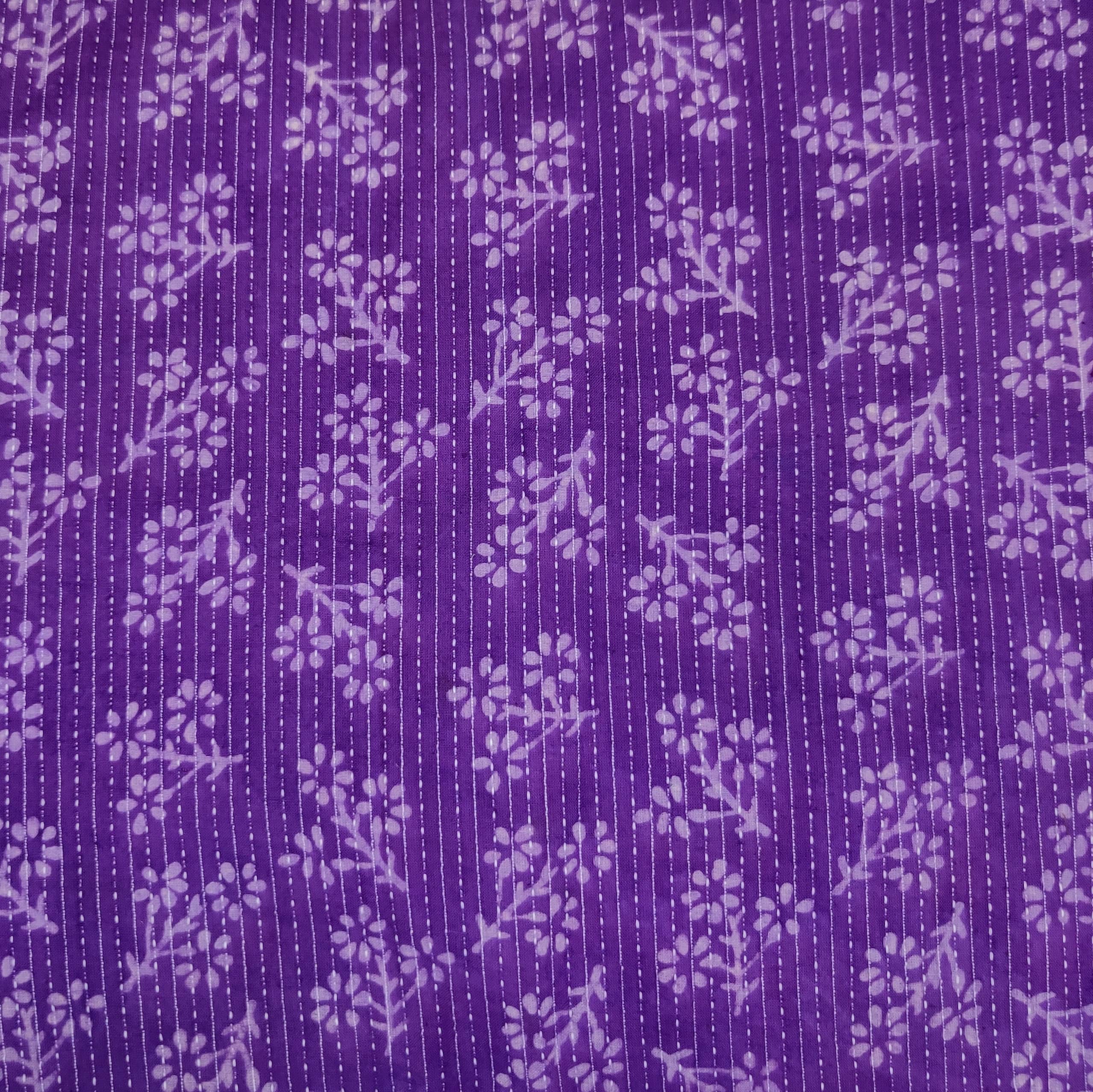 Pure Cotton Kaatha Purple With Tiny Fowers Hand Block Print Fabric ...