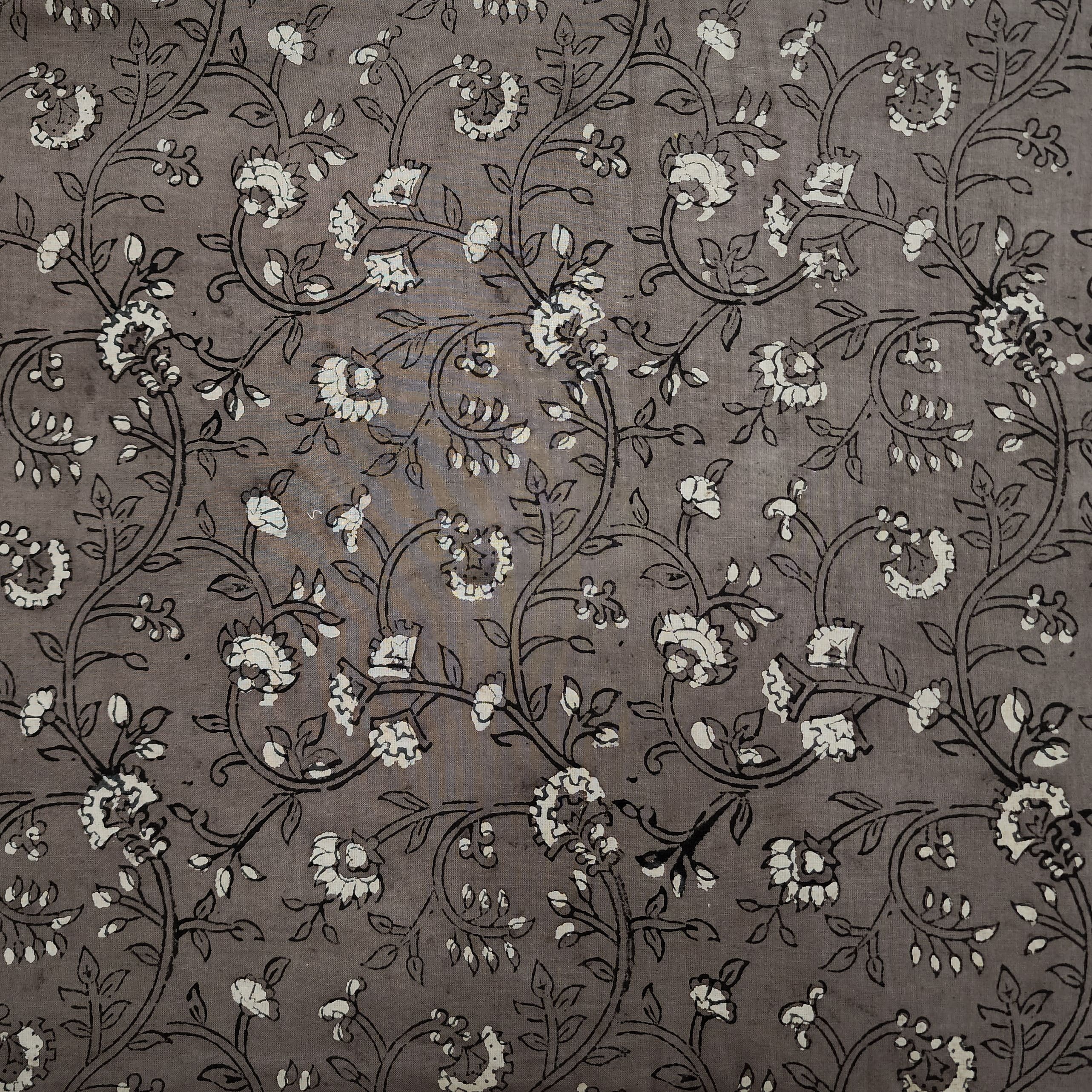 Pure Cotton Kashish With Small Flower Jaal Hand Block Print Fabric ...