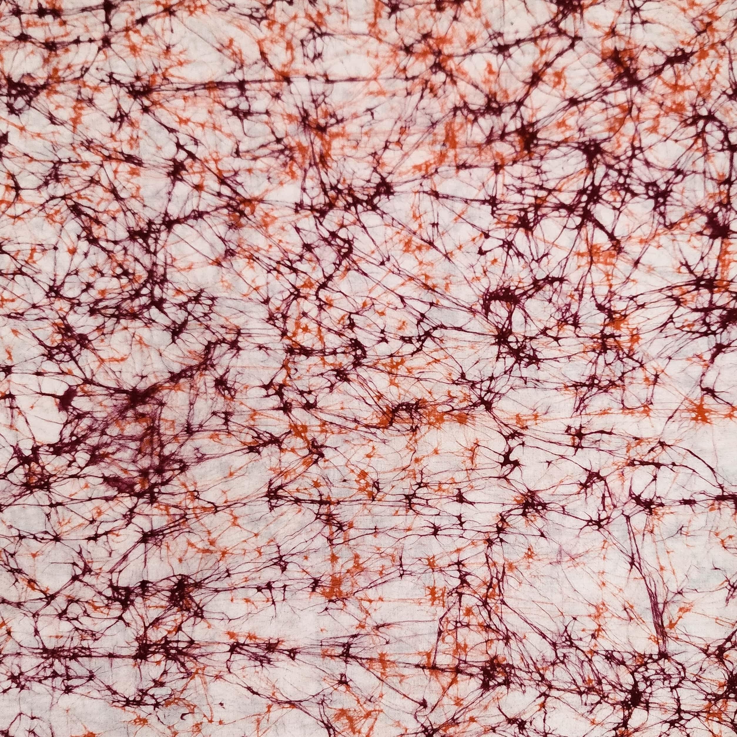 Pure Cotton Light Batik Orange And Maroon Texture Handmade Fabric ...