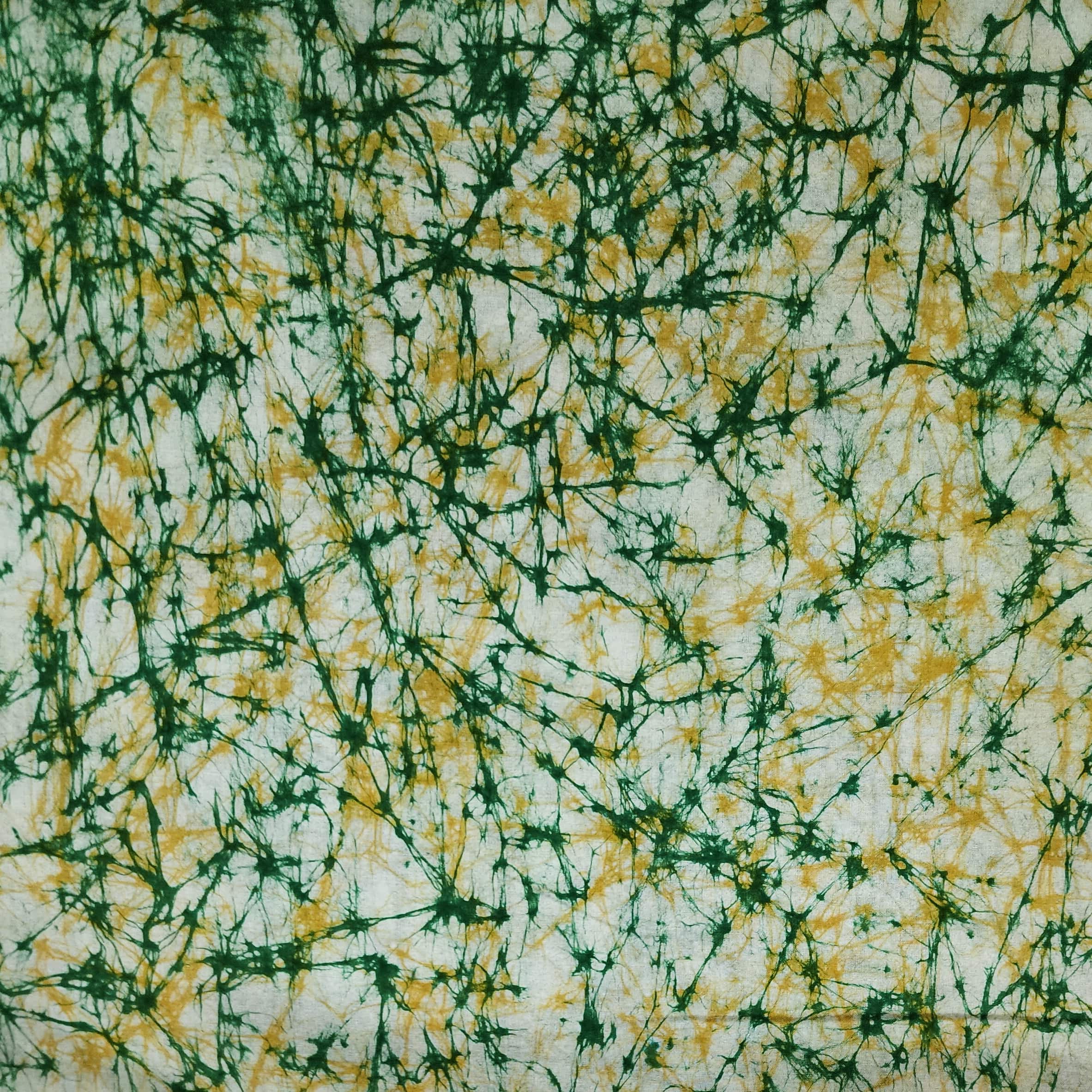 Pure Cotton Light Batik Yellow And Green Texture Handmade Fabric ...