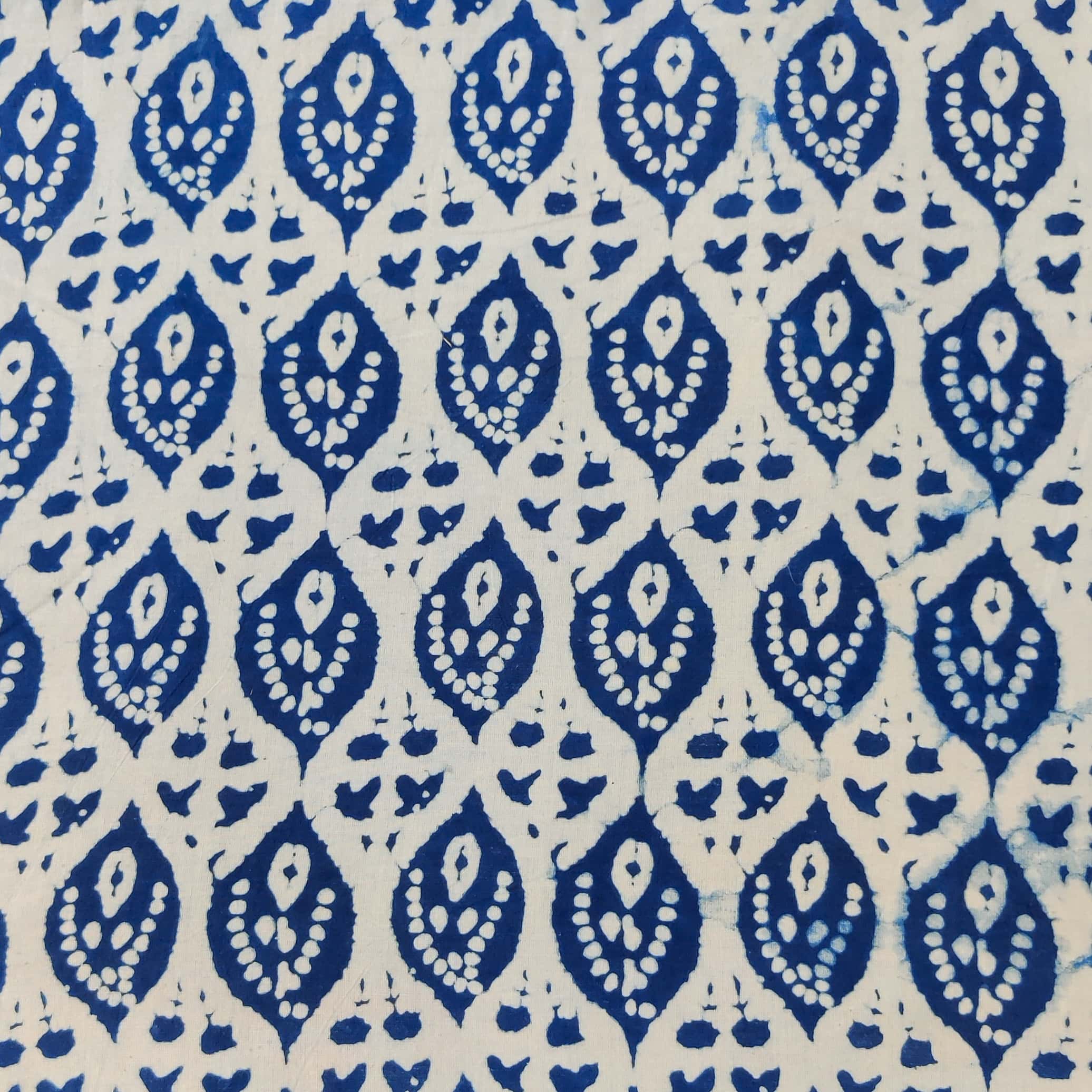 Pure Cotton Light Indigo With Shaded Indigo Motif Hand Block Print Fab ...