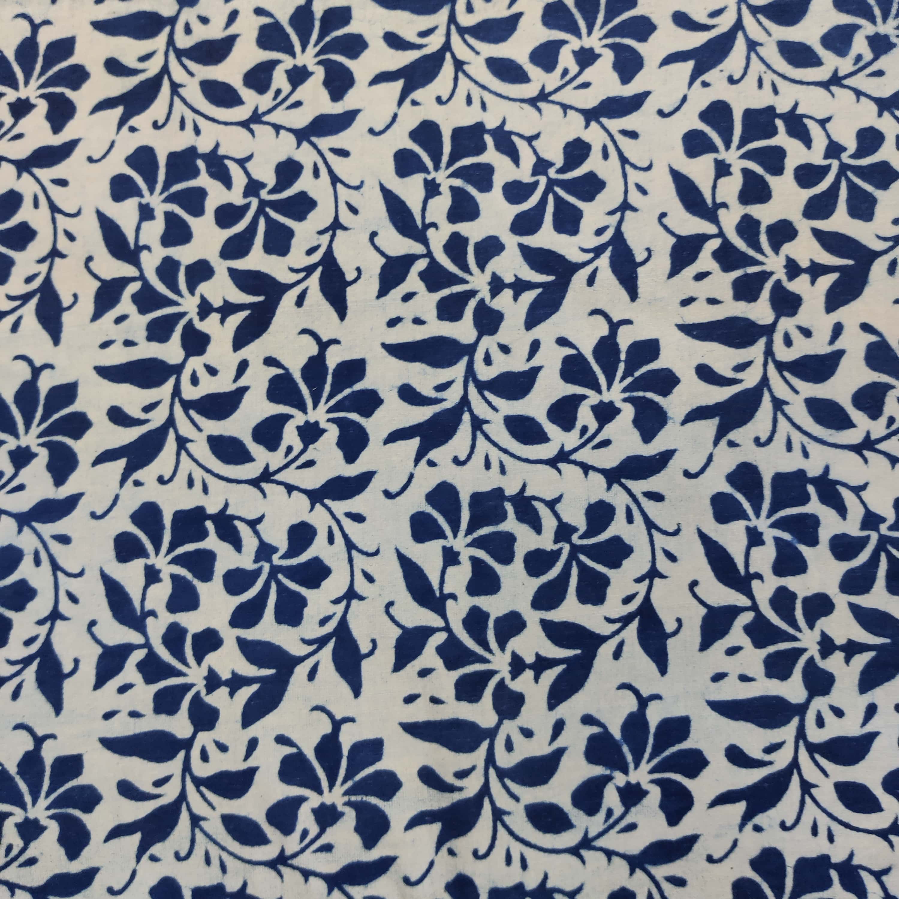 Pre-cut 1.60 meter Pure Cotton Light Indigo With Small Dark Indigo Jaa ...