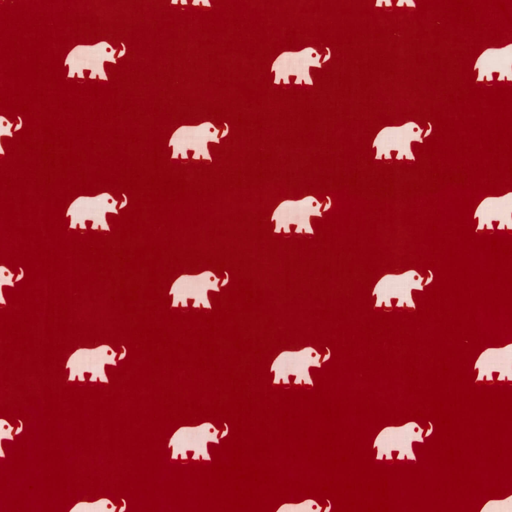 Pure Cotton Maroon With White Tiny Elephants Screen Print Fabric ...