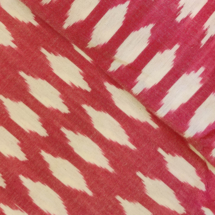 Pure Cotton Reddish Peach With Cream Weaves Woven Fabric – Sanskruti