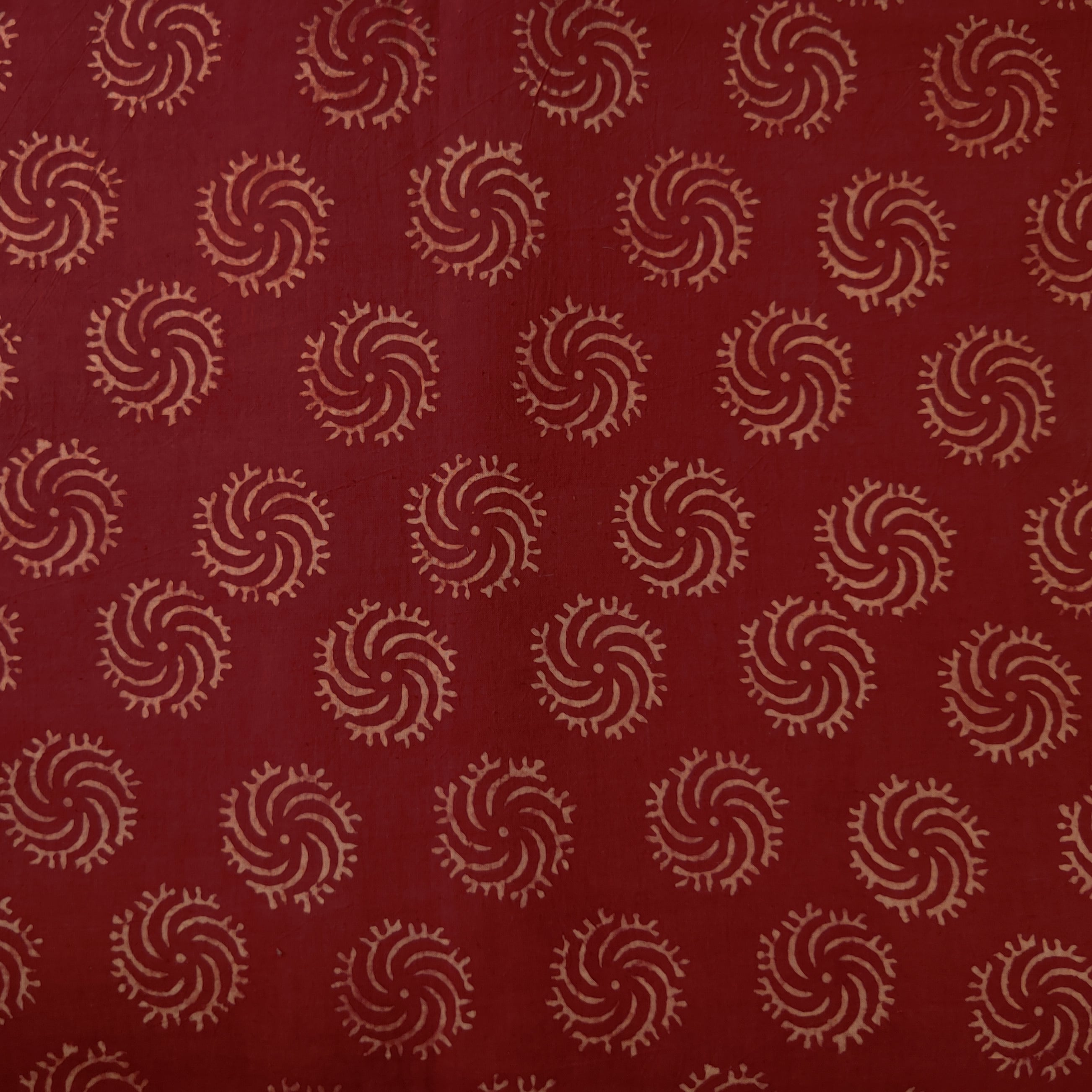 Pure Cotton Rust With Cream Chakra Hand Block Print Fabric – Sanskruti