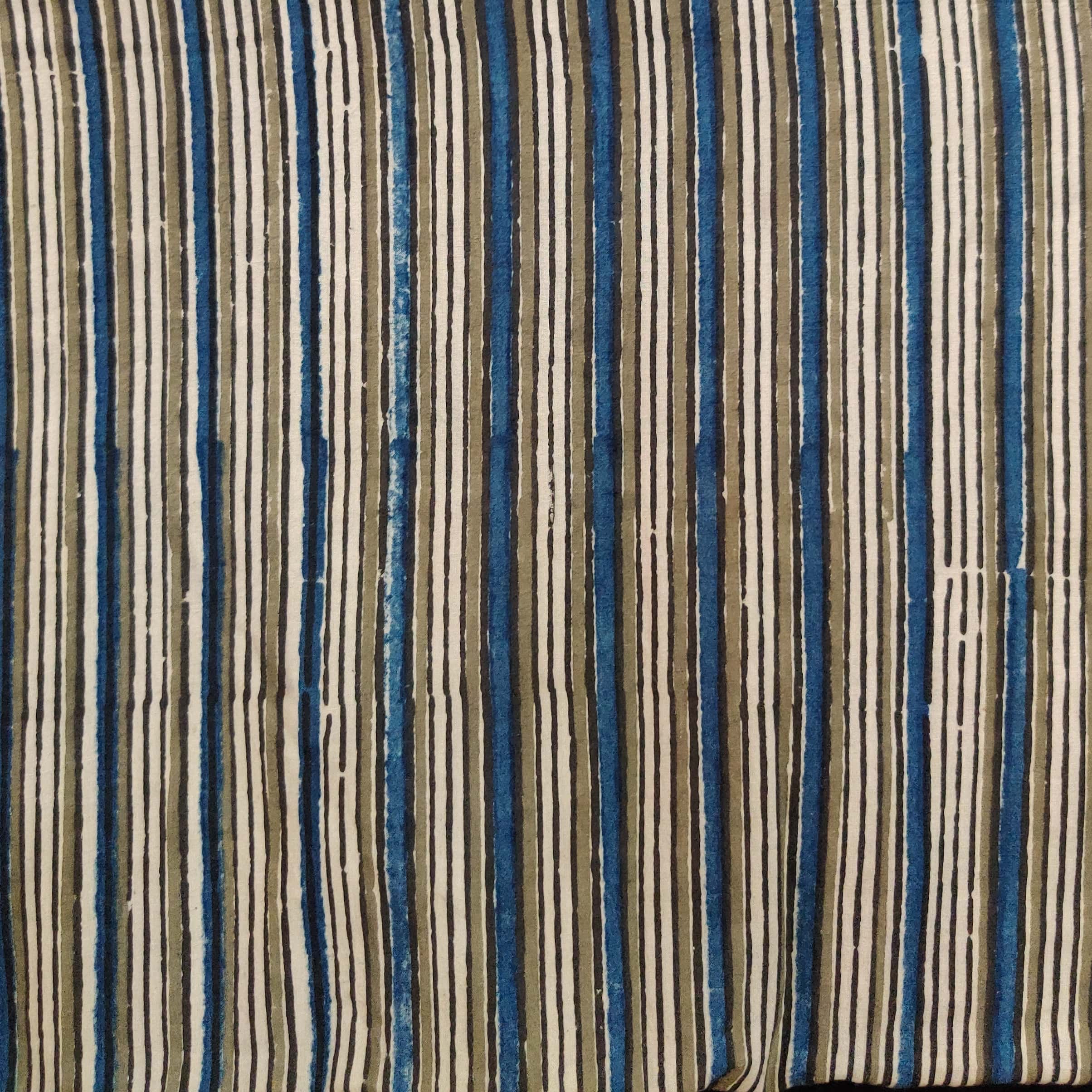 Pure Cotton Special Double Ajrak Cream And Grey Stripes Hand Block Pri ...