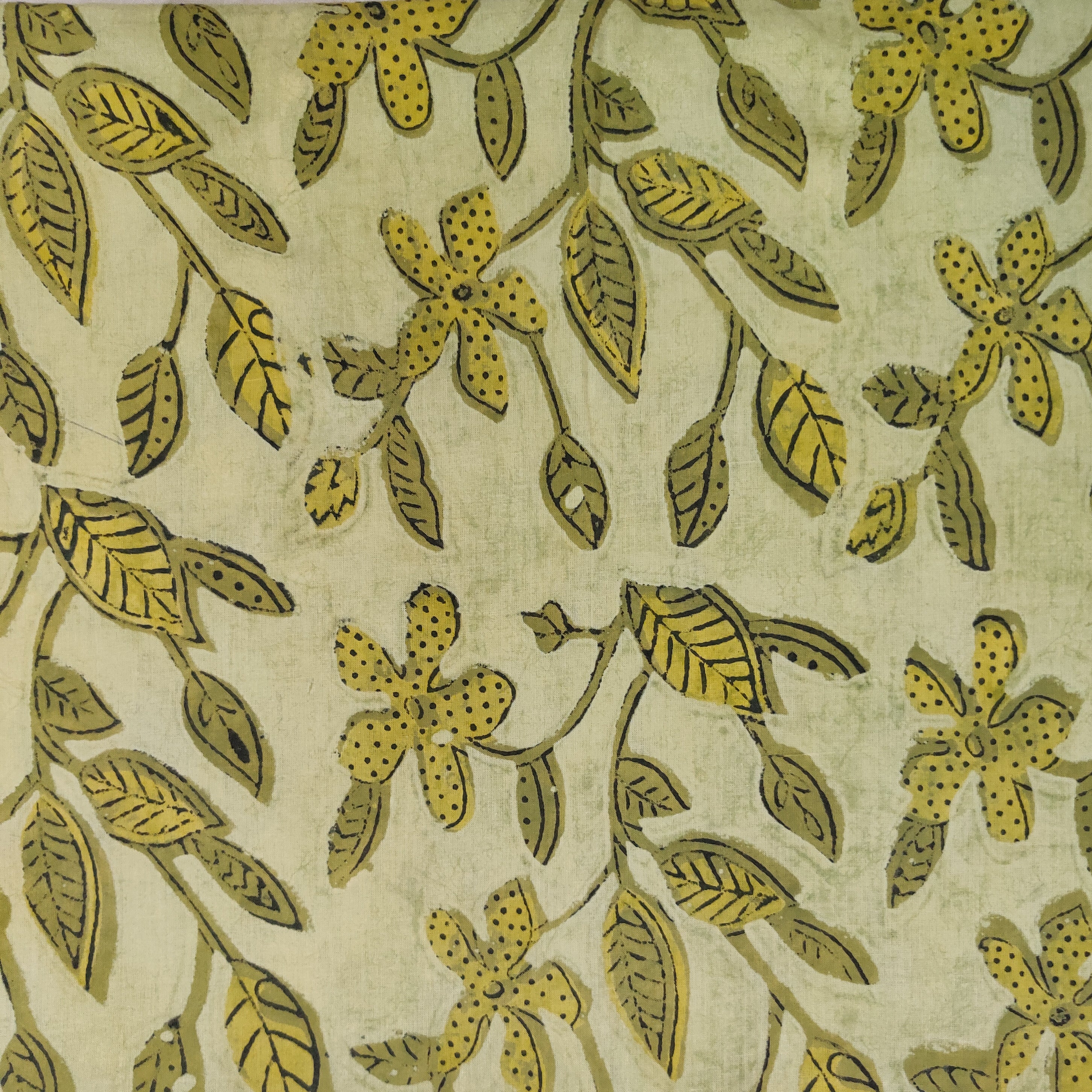 Pure Cotton Vanaspati With Simple Floral Jaal Hand Block Print Fabric ...