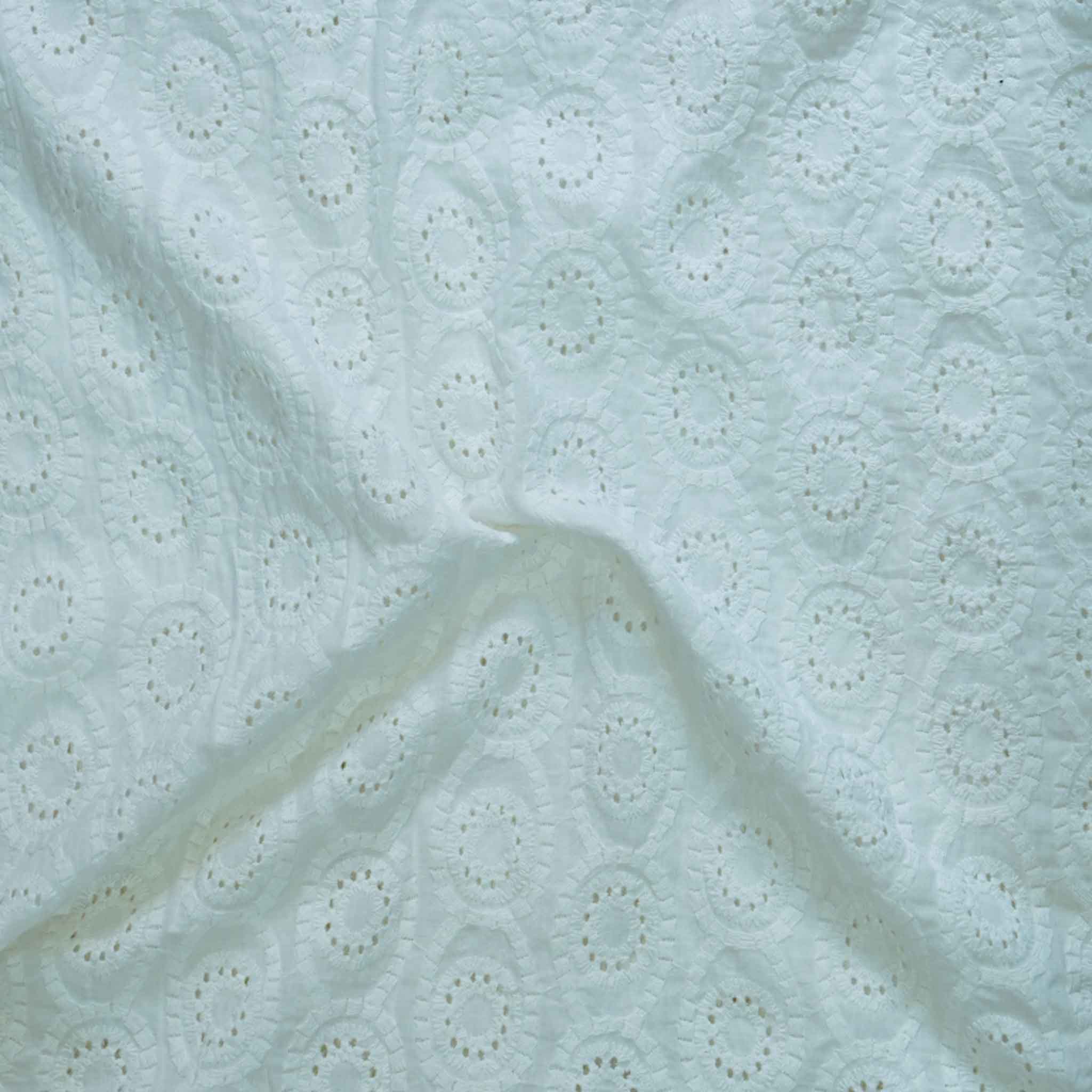 Pure Cotton White With Chakra Pattern Hakoba Fabric – Sanskruti