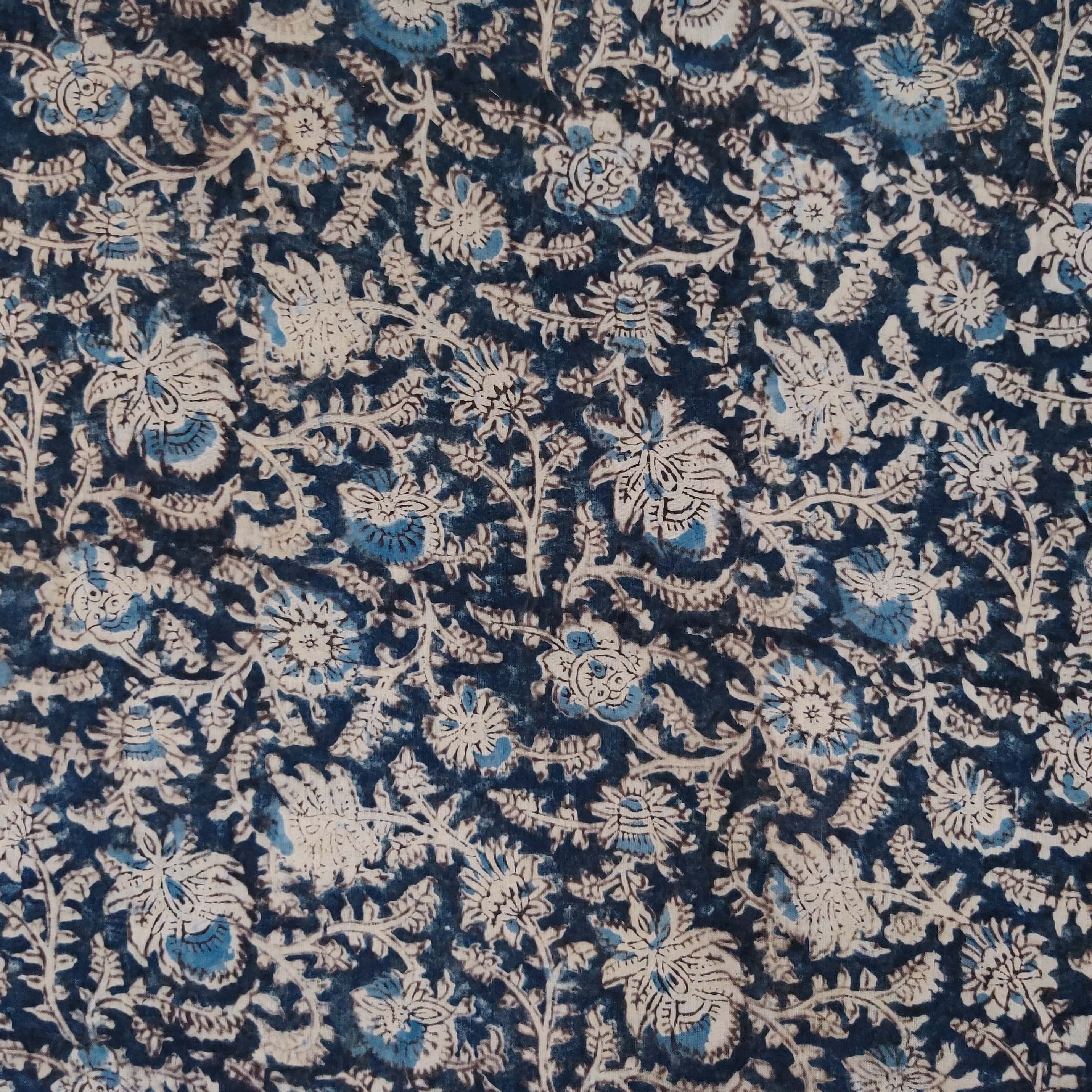 Pure Mul Cotton Extra Soft Kalamkari Indigo With Small Flower Jaal Han ...