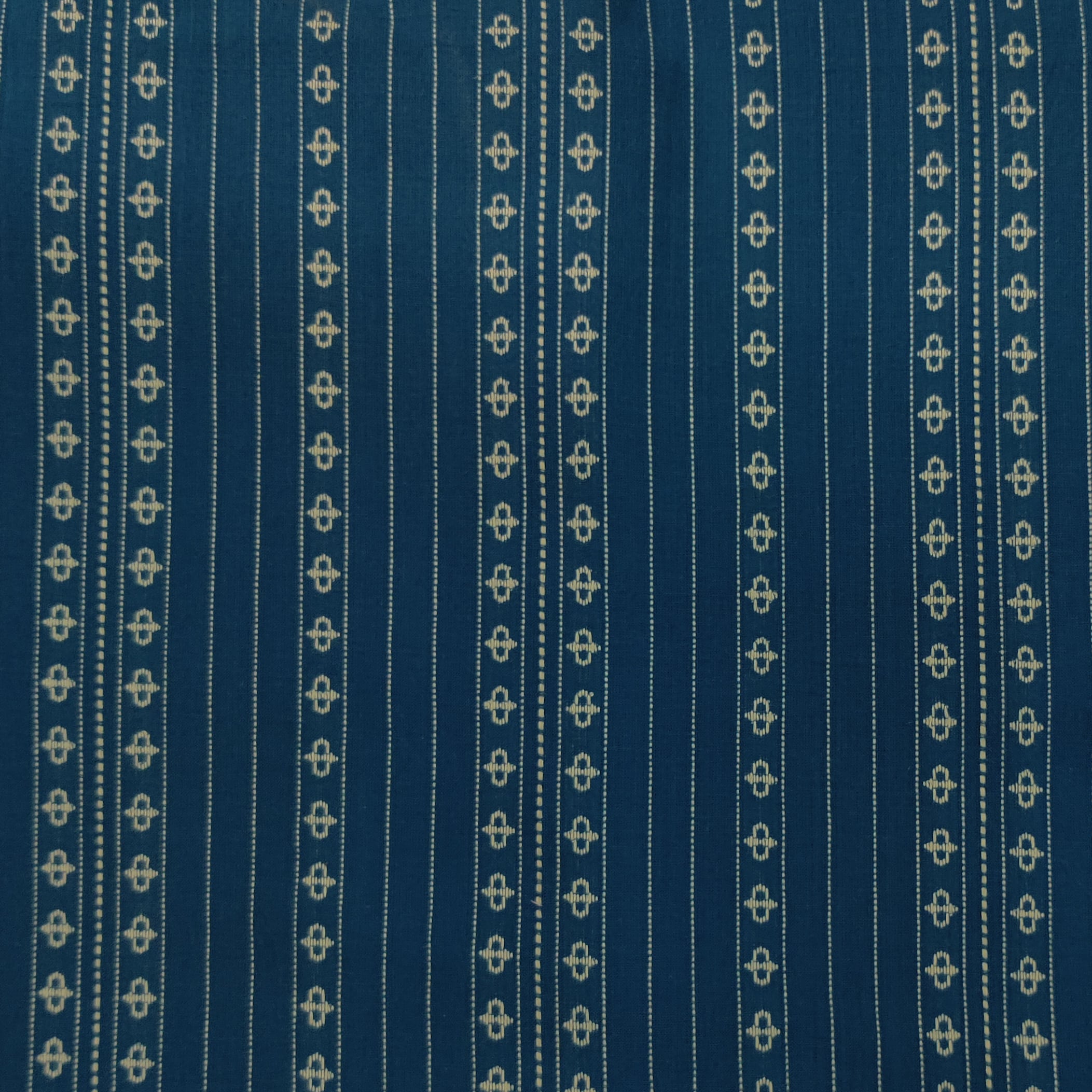 Pure South Cotton Handloom Blue With Cream Woven Pattern Fabric – Sanskruti