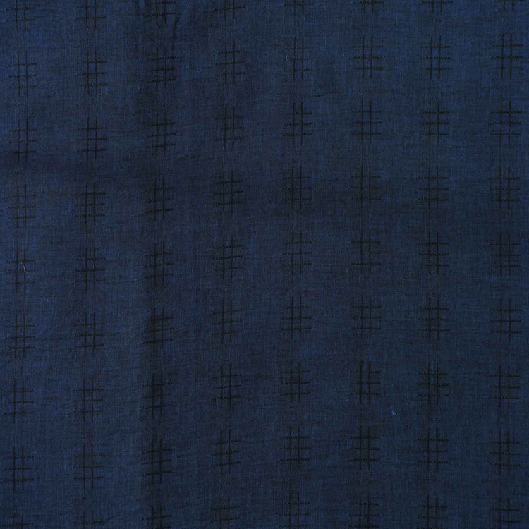 Pure South Cotton Handloom Blue With Small Black Checkered Motifs Wove ...