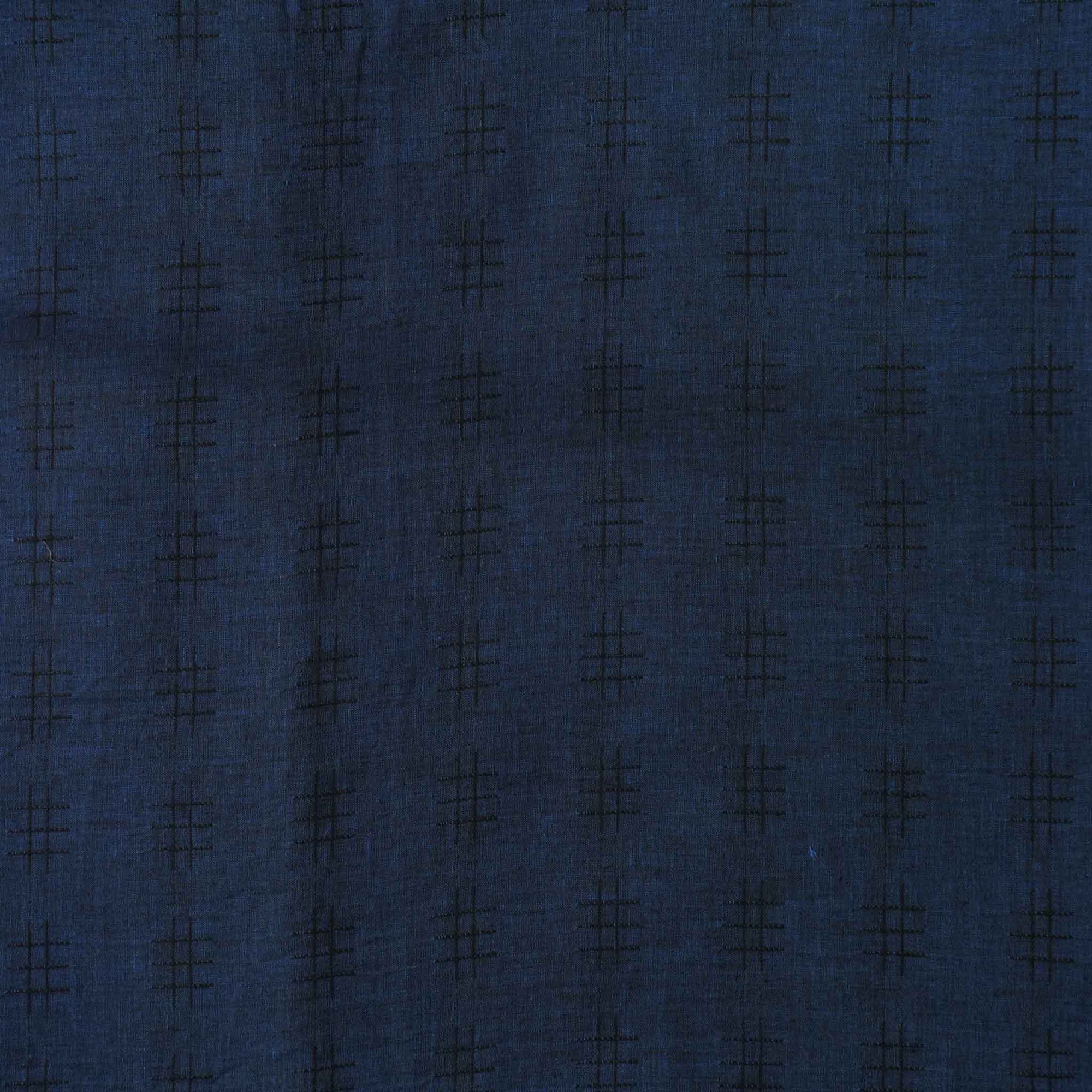 Pre-cut ( 2.40 meter )Pure South Cotton Handloom Blue With Small Black ...