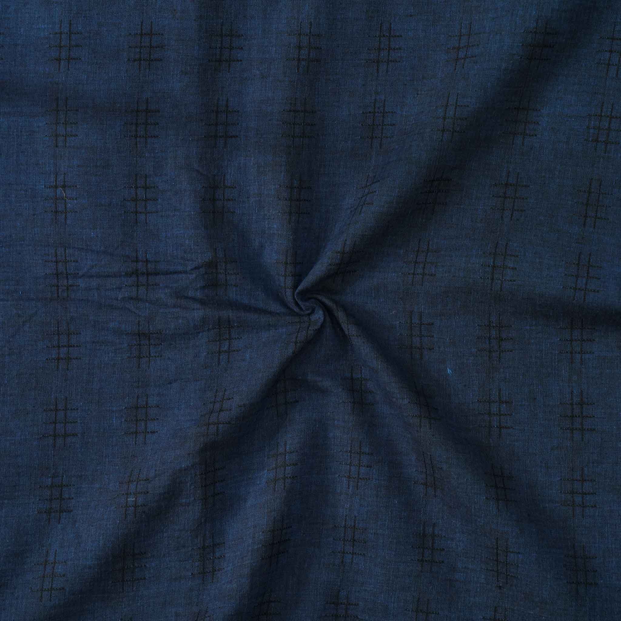 Pure South Cotton Handloom Blue With Small Black Checkered Motifs Wove ...