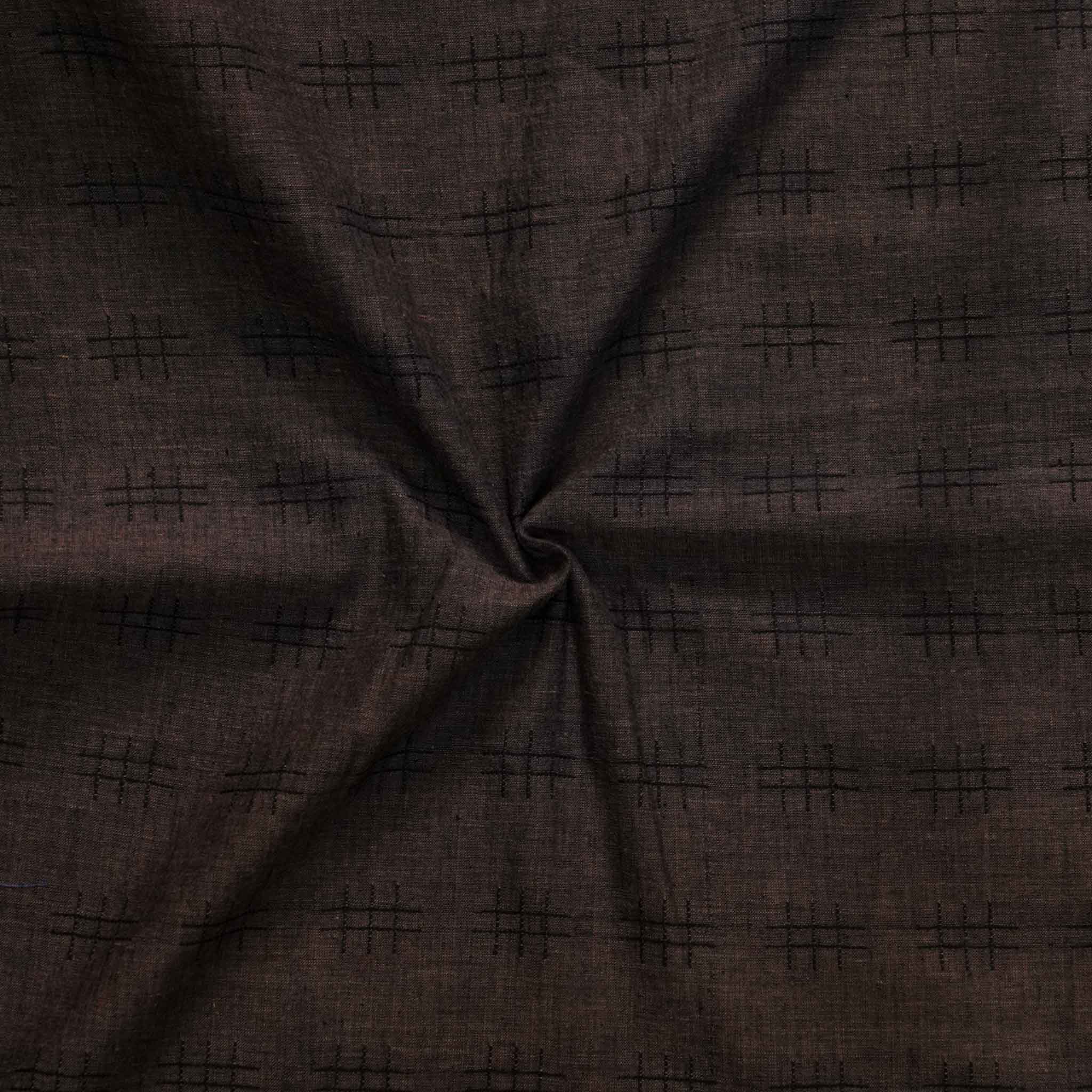 Pure South Cotton Handloom Brown Grey With Small Black Checkered Motif ...