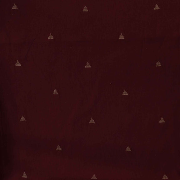 Pure South Cotton Handloom Deep Maroon With Triangle Motifs Woven Fabr ...