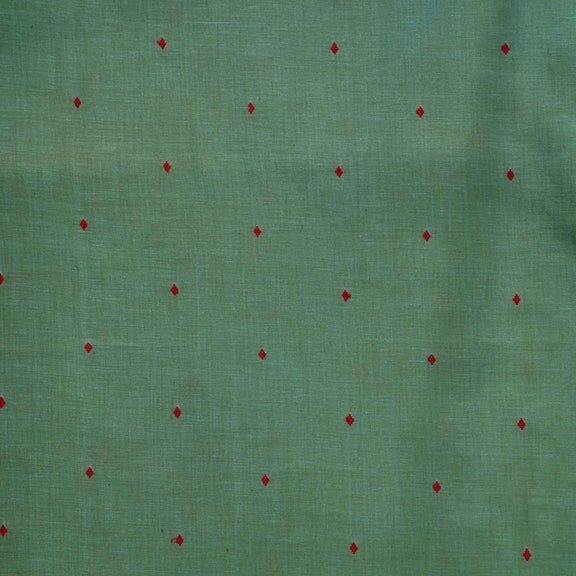 Pure South Cotton Handloom Green With Rust Dots Woven Fabric – Sanskruti