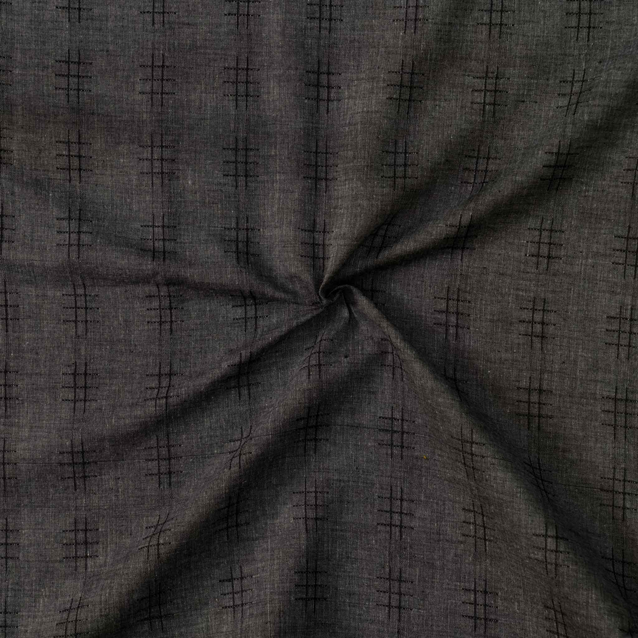 Pure South Cotton Handloom Grey With Small Black Checkered Motifs Wove ...