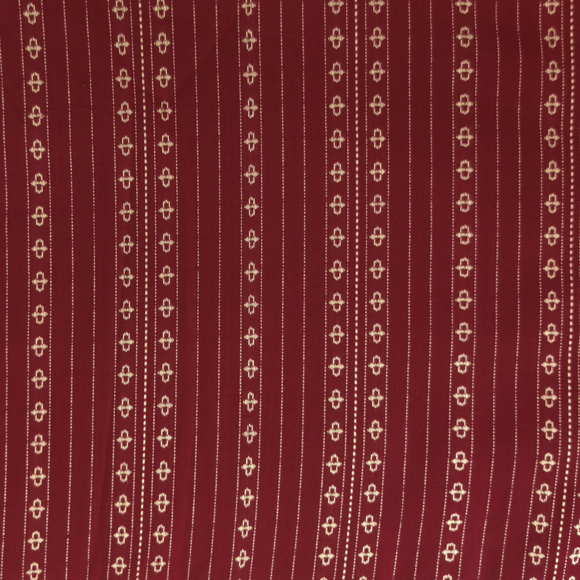 Pure South Cotton Handloom Maroon With Cream Woven Pattern Fabric ...