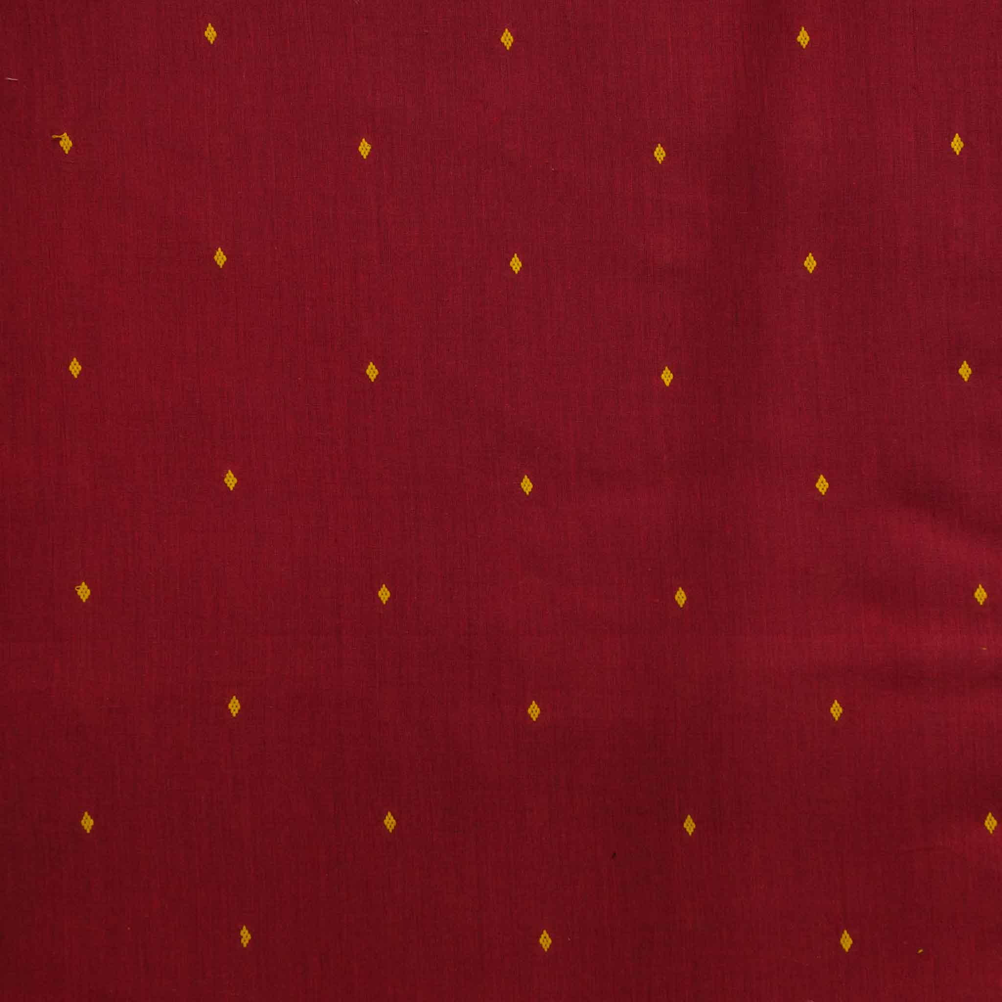 Pure South Cotton Handloom Rust With Yellow Dots Woven Fabric – Sanskruti