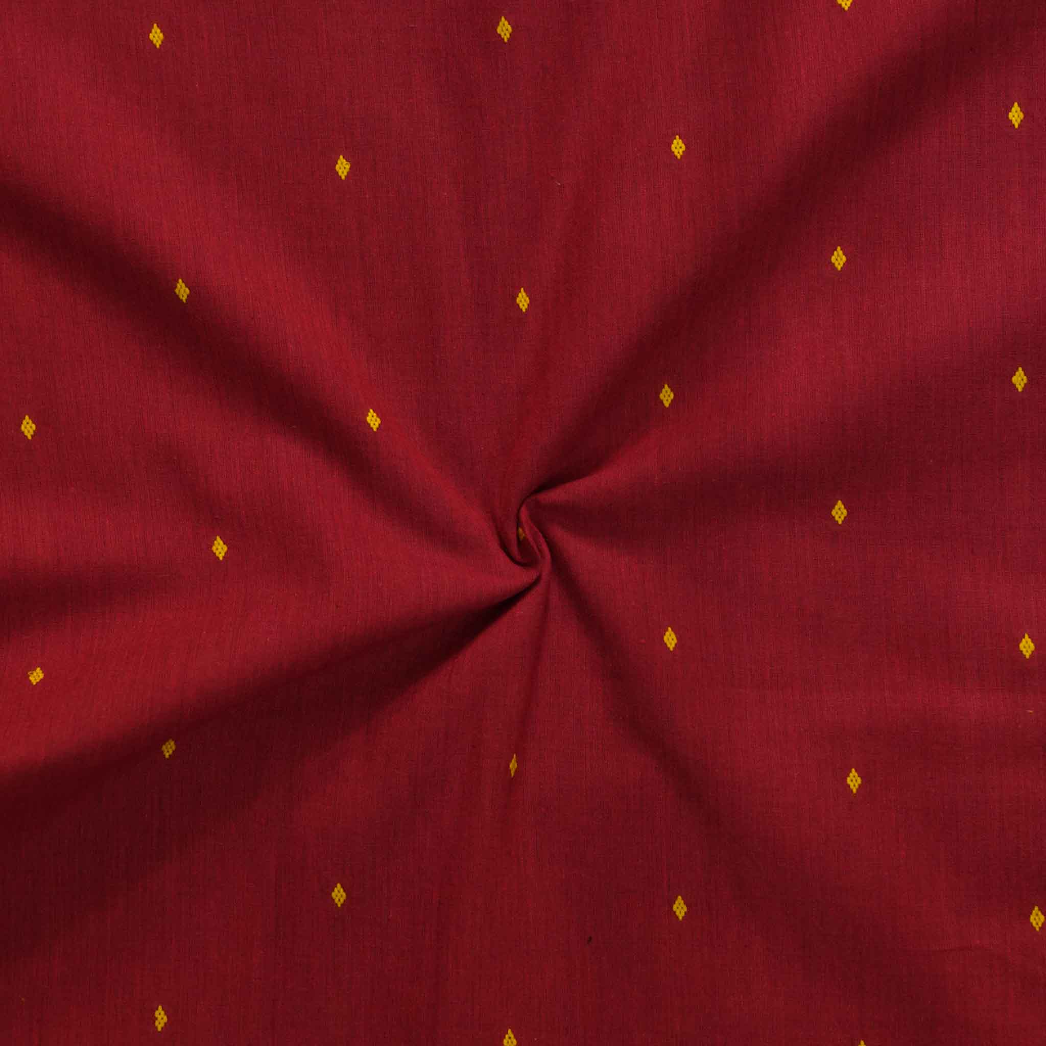 Pure South Cotton Handloom Rust With Yellow Dots Woven Fabric – Sanskruti