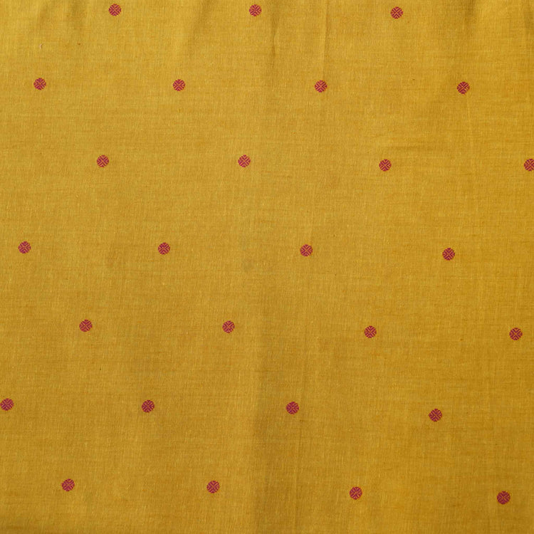 Pure South Cotton Mustard With Red Polka Woven Fabric – Sanskruti