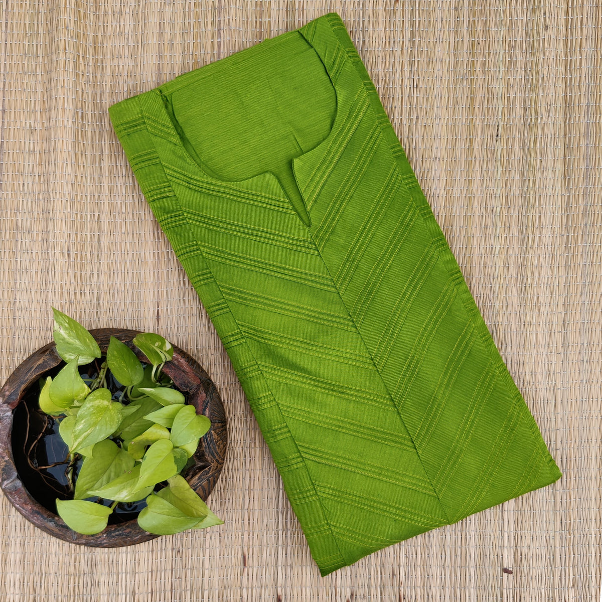 SAMYA - Pre Designed Cotton Silk Green Pintucks Pattern Unstitched Top ...