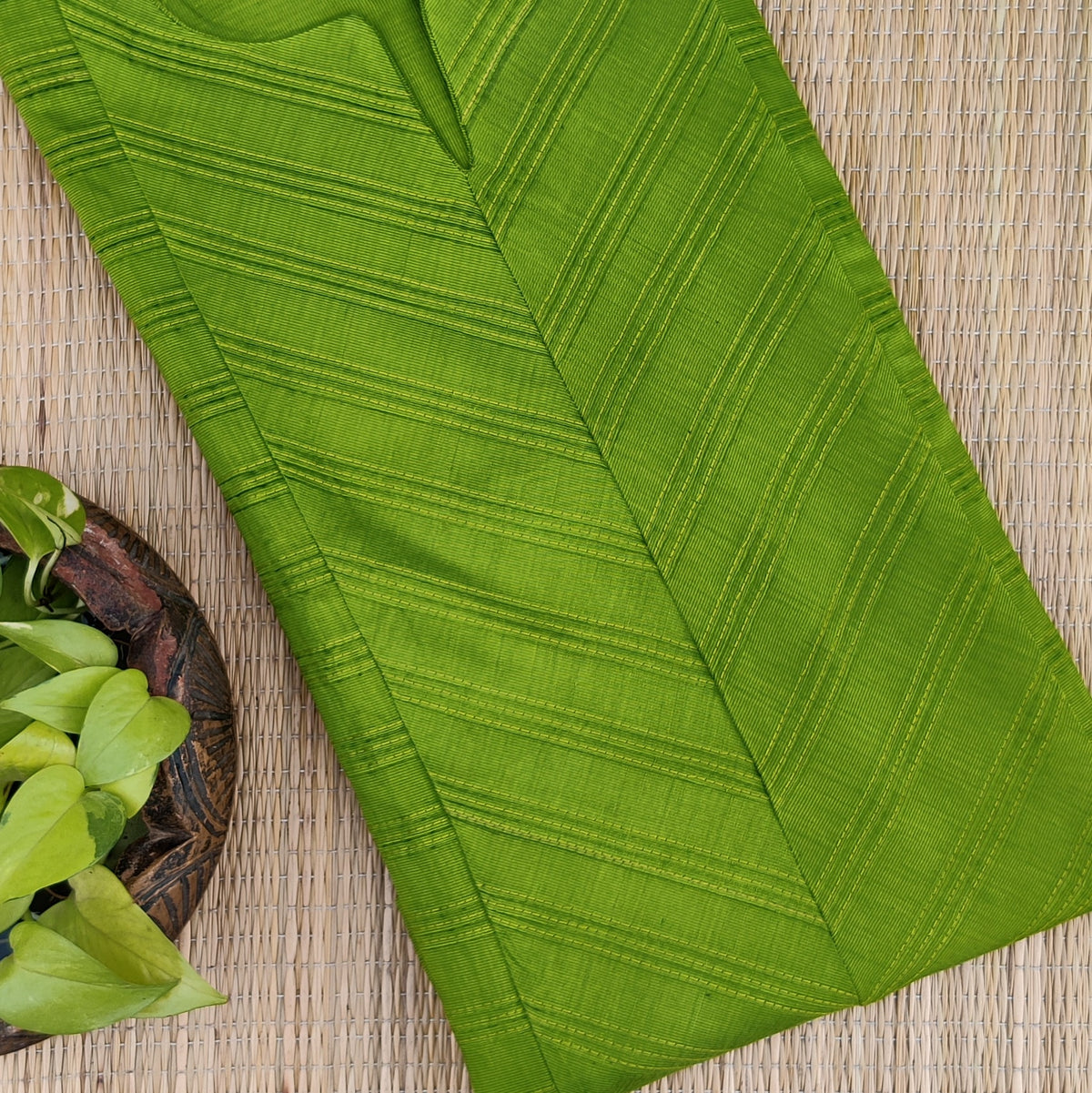 SAMYA - Pre Designed Cotton Silk Green Pintucks Pattern Unstitched Top ...