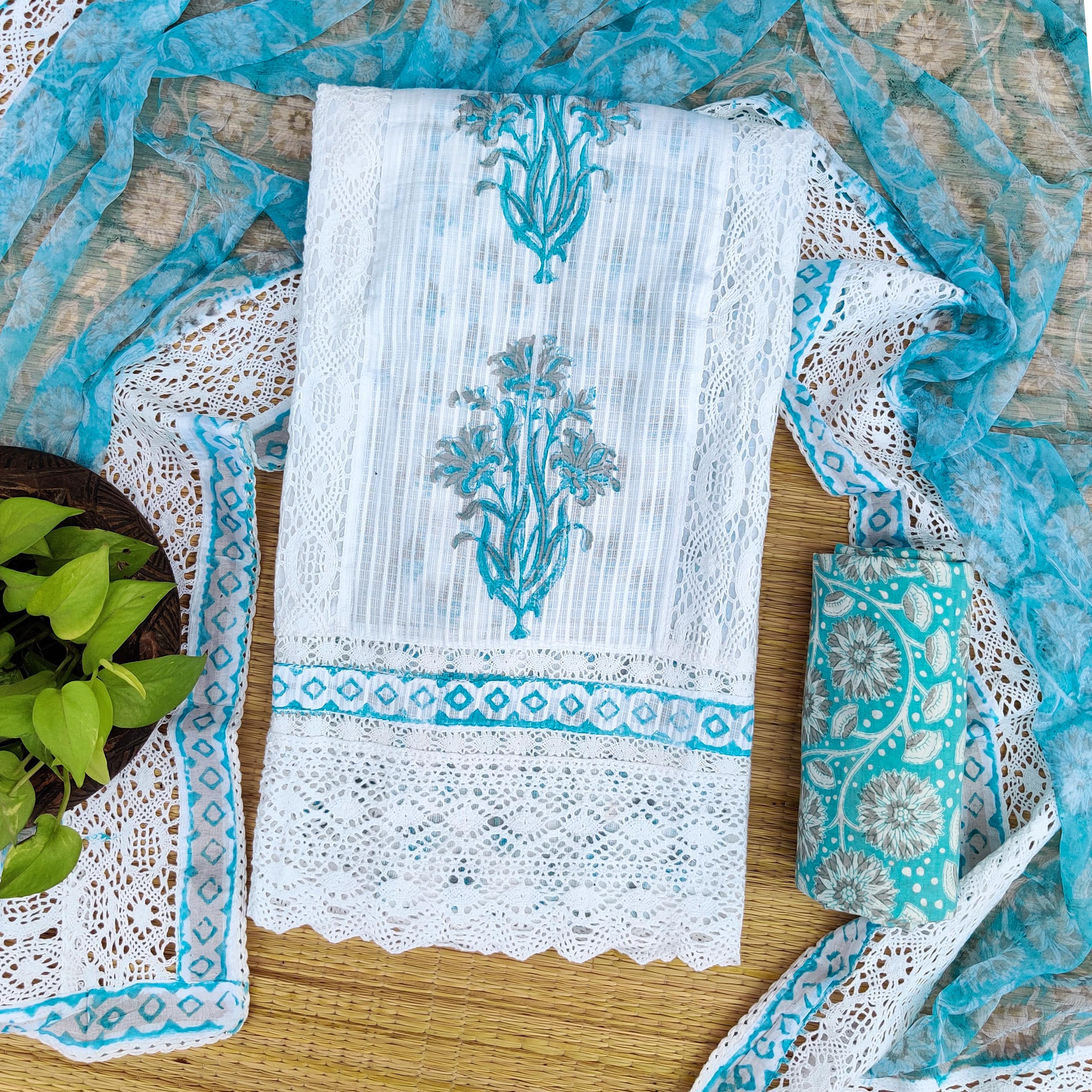 SUFIYANA - Pure Cotton Lacey Top Fabric With Mughal Big And Small Jaip ...