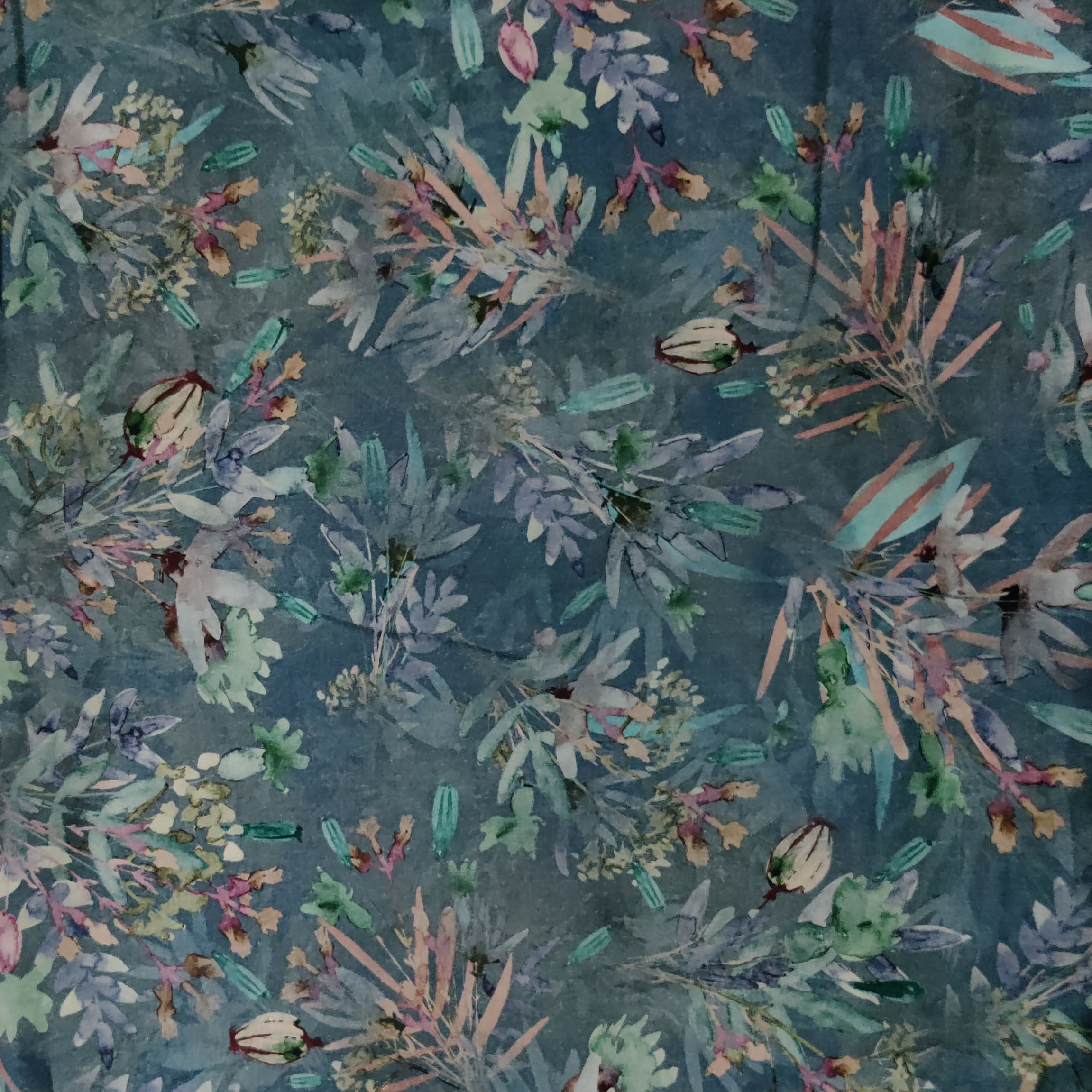 Blouse Piece 1.10 Meter Surat Cotton Light River Blue With Vintage Abs ...