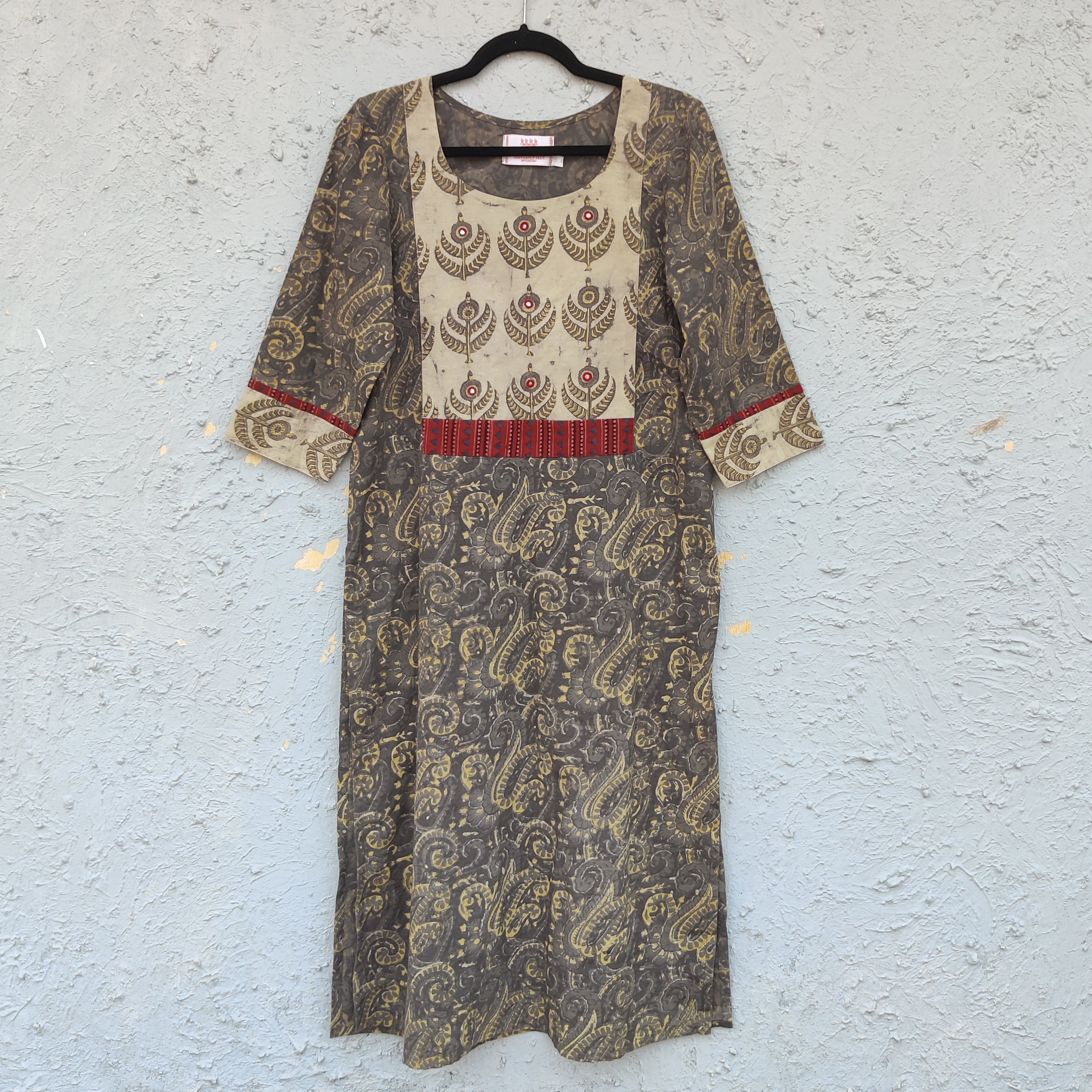 UCCHAL - Pure Cotton Vanaspati With Red Ajrak Yoke Emboridered Everyda ...